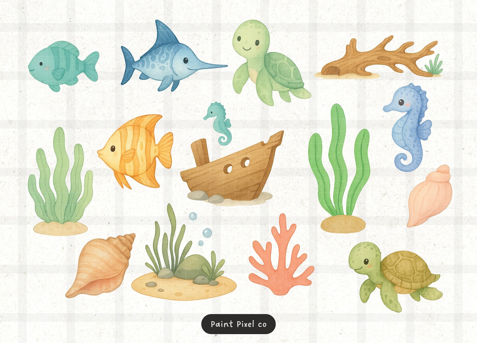 Under the Sea Clipart Bundle - Ocean Animals PNG Images (commercial Use ...