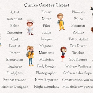 135 Career Clipart Cute Professional People PNG Whimsical Quirky Kids ...