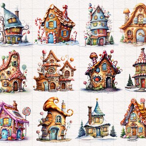 Quirky Christmas Homes Clipart Xmas PNG Whimsical Winter Houses ...