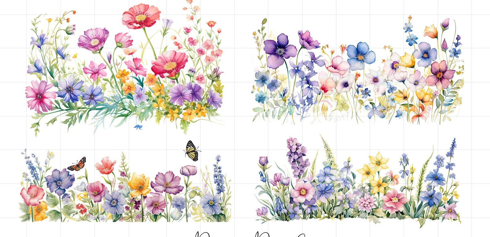 Wild Flower Borders PNG Clipart Floral Clip Art Wedding Wildflowers ...