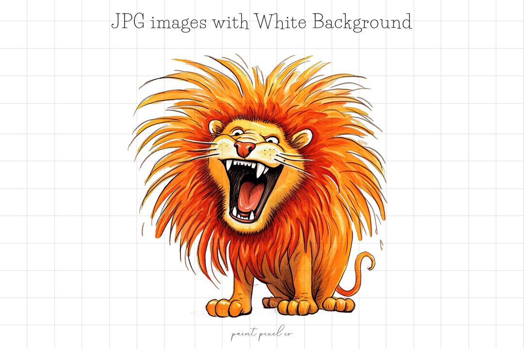 10 Quirky Lion JPG Clipart Whimsical Lion Sublimation Clip Art Funny ...
