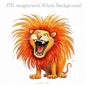 10 Quirky Lion JPG Clipart Whimsical Lion Sublimation Clip Art Funny ...