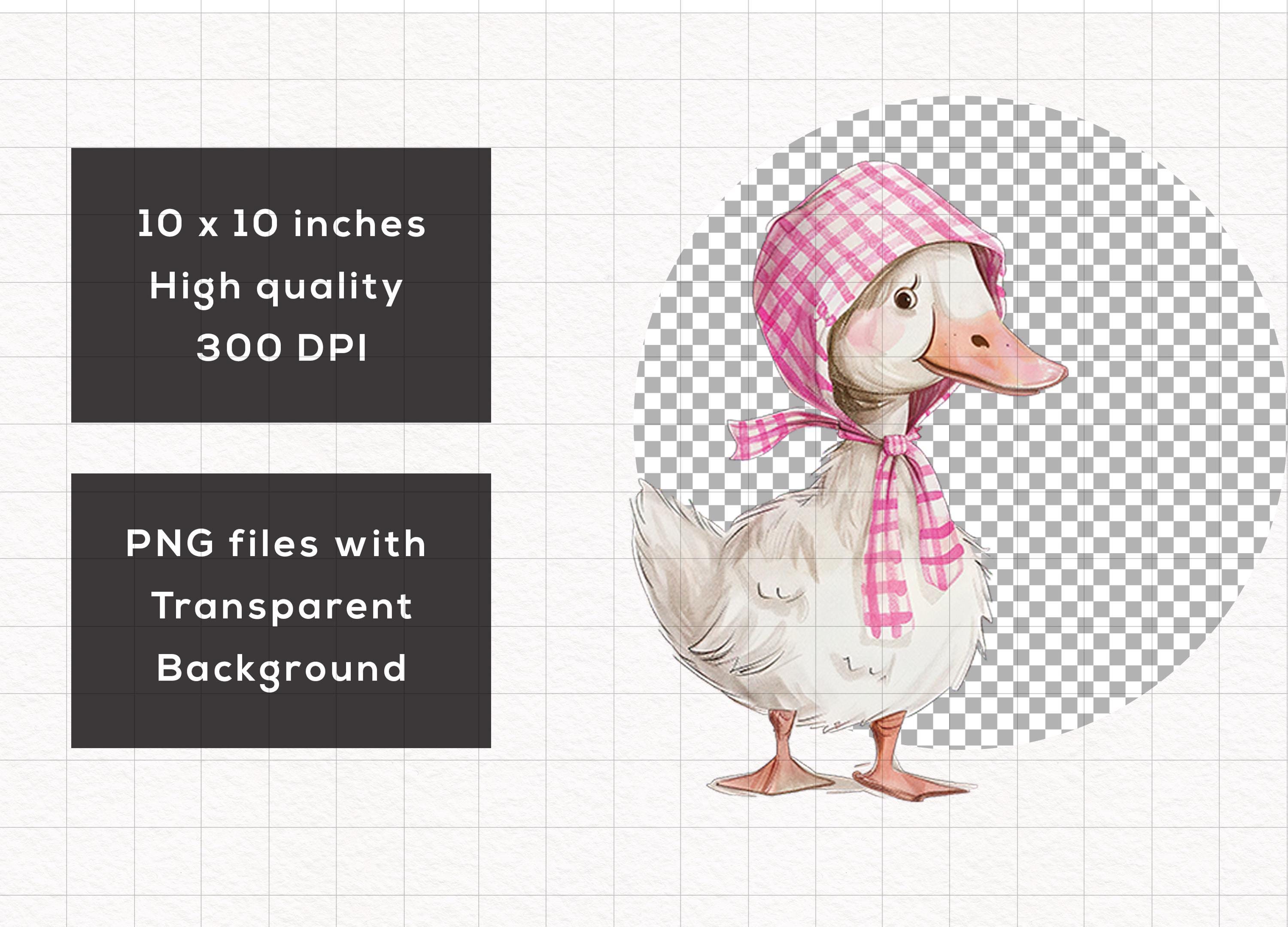 Pink Gingham Goose Clipart Cute Geese Soft Whimsical Bows PNG Vintage ...