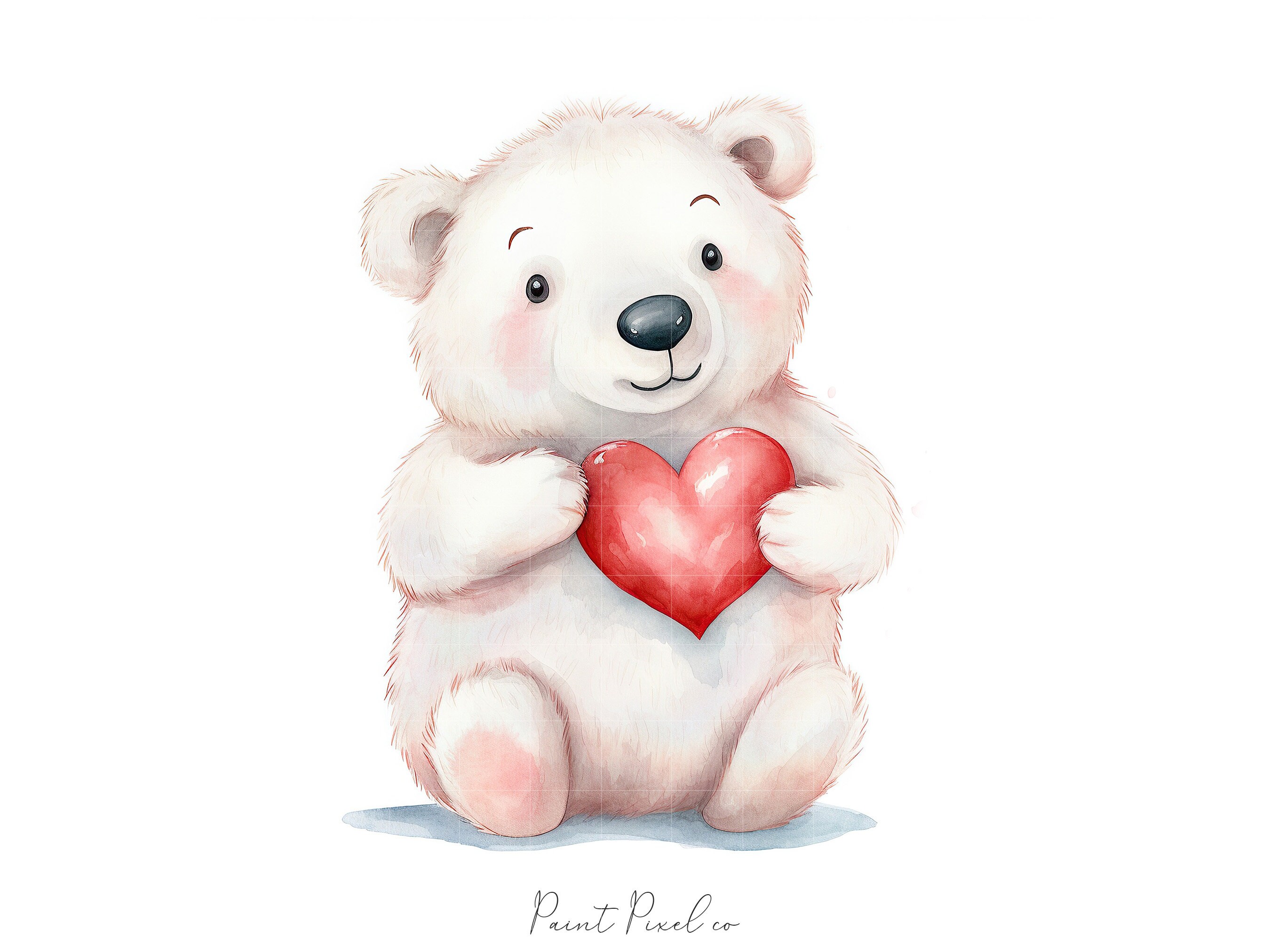 20 Valentine Animal Clipart High Quality Jpgs Watercolor Hearts Clip ...