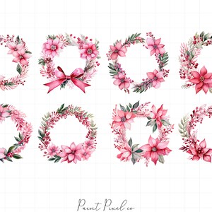 Pink Christmas Wreath Clipart PNG Holiday Clip Art Cute Pastel Xmas ...