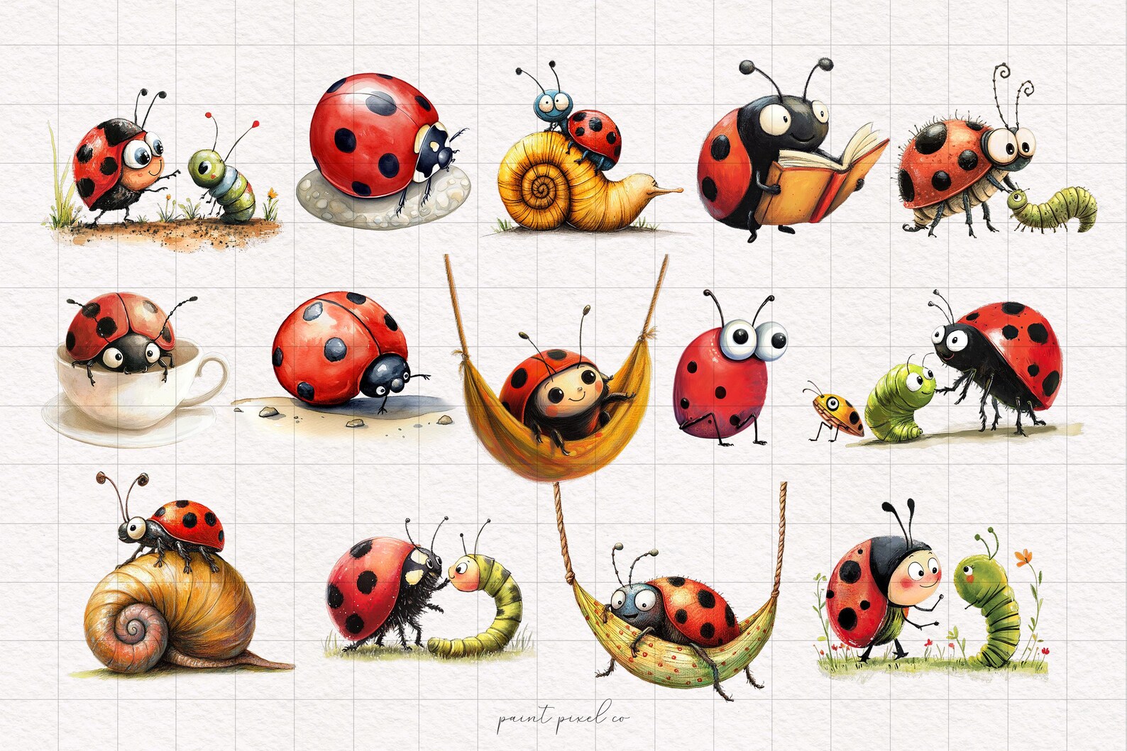 Quirky Ladybug Clipart Lady Bug PNG Whimsical Ladybug Sublimation Clip ...