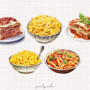 Pasta Clipart Italian Dishes PNG Farfalle Food Penne Spaghetti Graphics ...