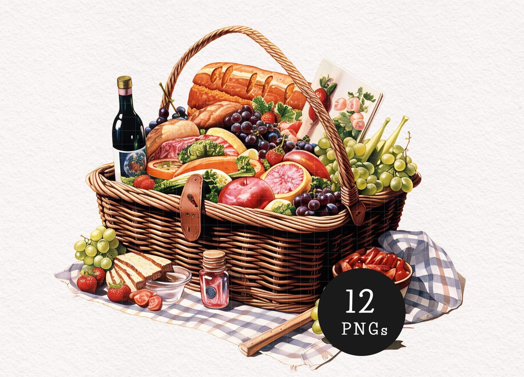 Picnic Basket Clipart Spring Picnic PNG Summer Basket Picnic Lunch Cute ...