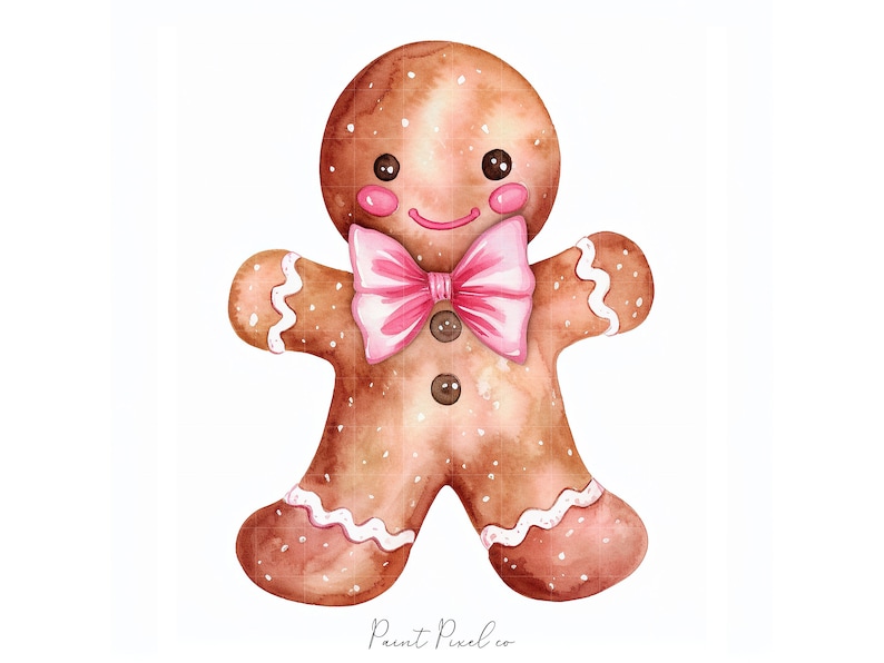 10 Pink Gingerbread Man Clipart High Quality Jpgs Pink Christmas Clip ...