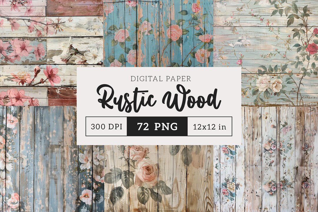 Rustic Wood Digital Paper PNG Decoupage Wooden Backdrop Faded Vintage ...