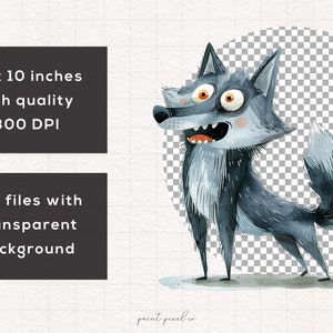 Quirky Wolf PNG Funny Wolves Clipart Silly Woodland Animals Whimsical ...