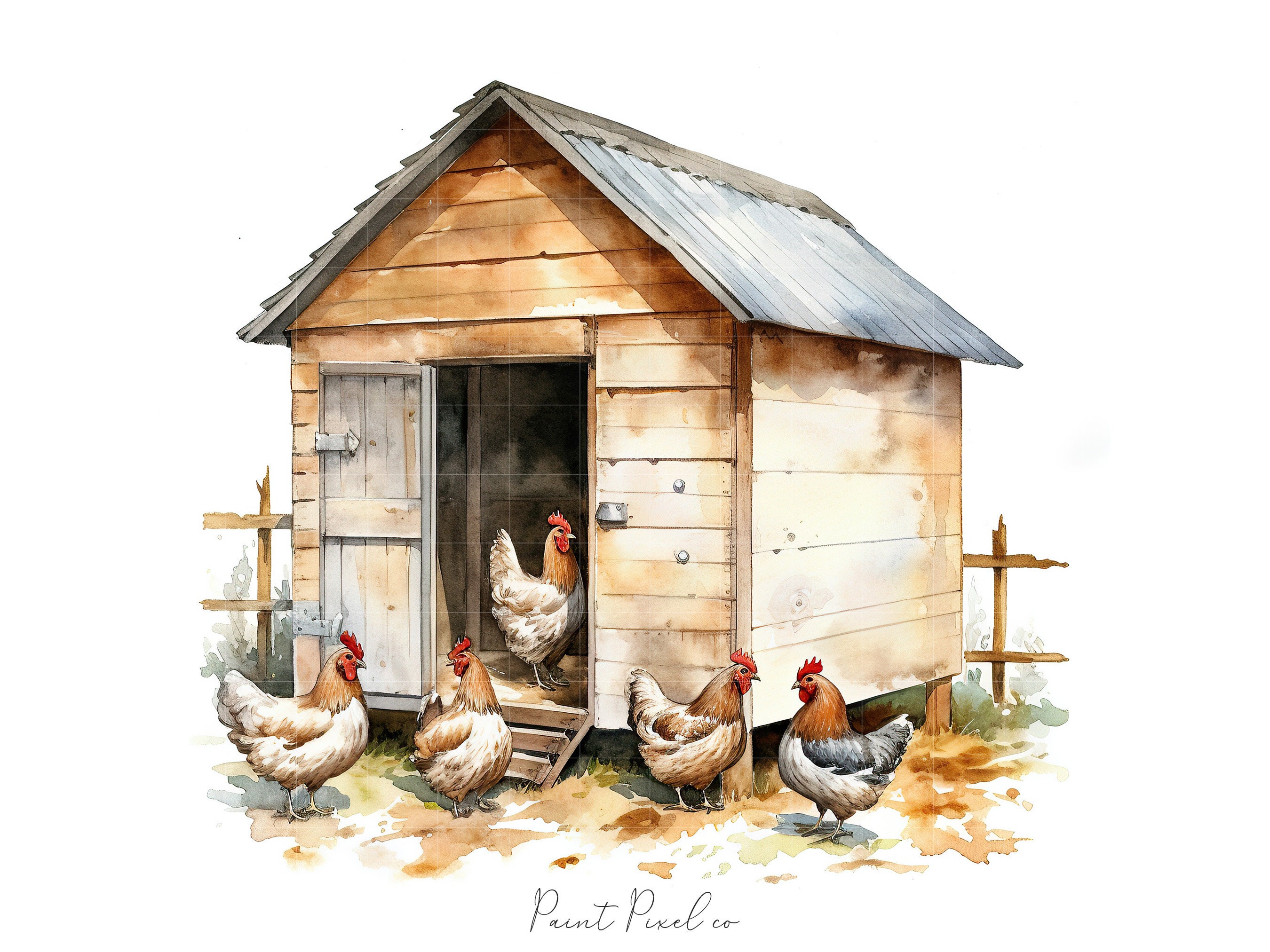 6 Farmhouse Chicken Coop Clipart Clipart High Quality Jpgs Hen - Etsy