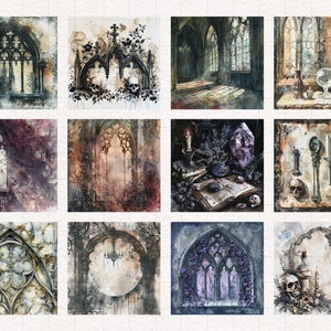 Gothic Ephemera Digital Paper PNG Vintage Halloween Background Dark ...