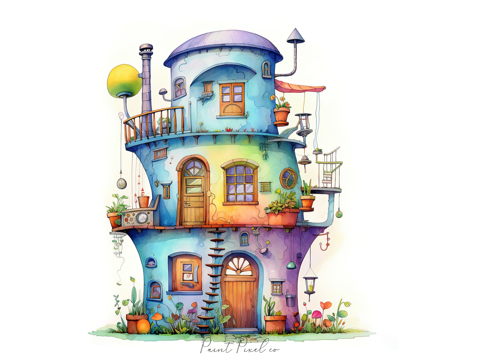15 Whimsical House Clipart High Quality Jpgs Elongated Building Clip ...