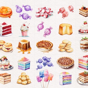 Watercolor Pastel Sweets Clipart Rainbow Sweet Treats PNG Macarons ...