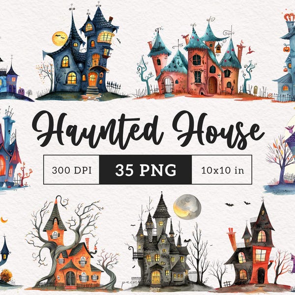 Haunted House Clip Art - Etsy