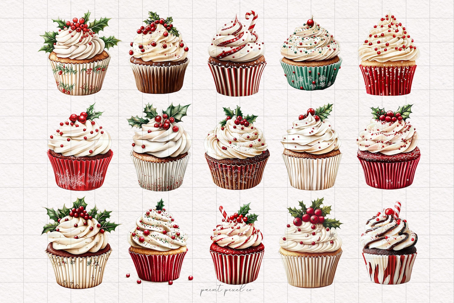 Christmas Cupcakes Clipart Holiday Sweet Treats Silly Winter Desserts ...