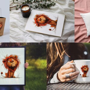 Quirky Lion PNG Clipart Bundle Whimsical Lion Sublimation Clip Art ...