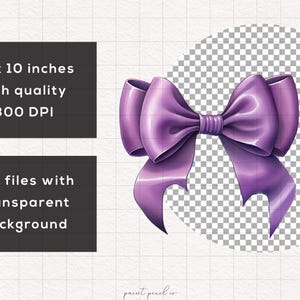 6 Purple Bows Clipart Watercolor Bow Princess Theme PNG Coquette Purple ...