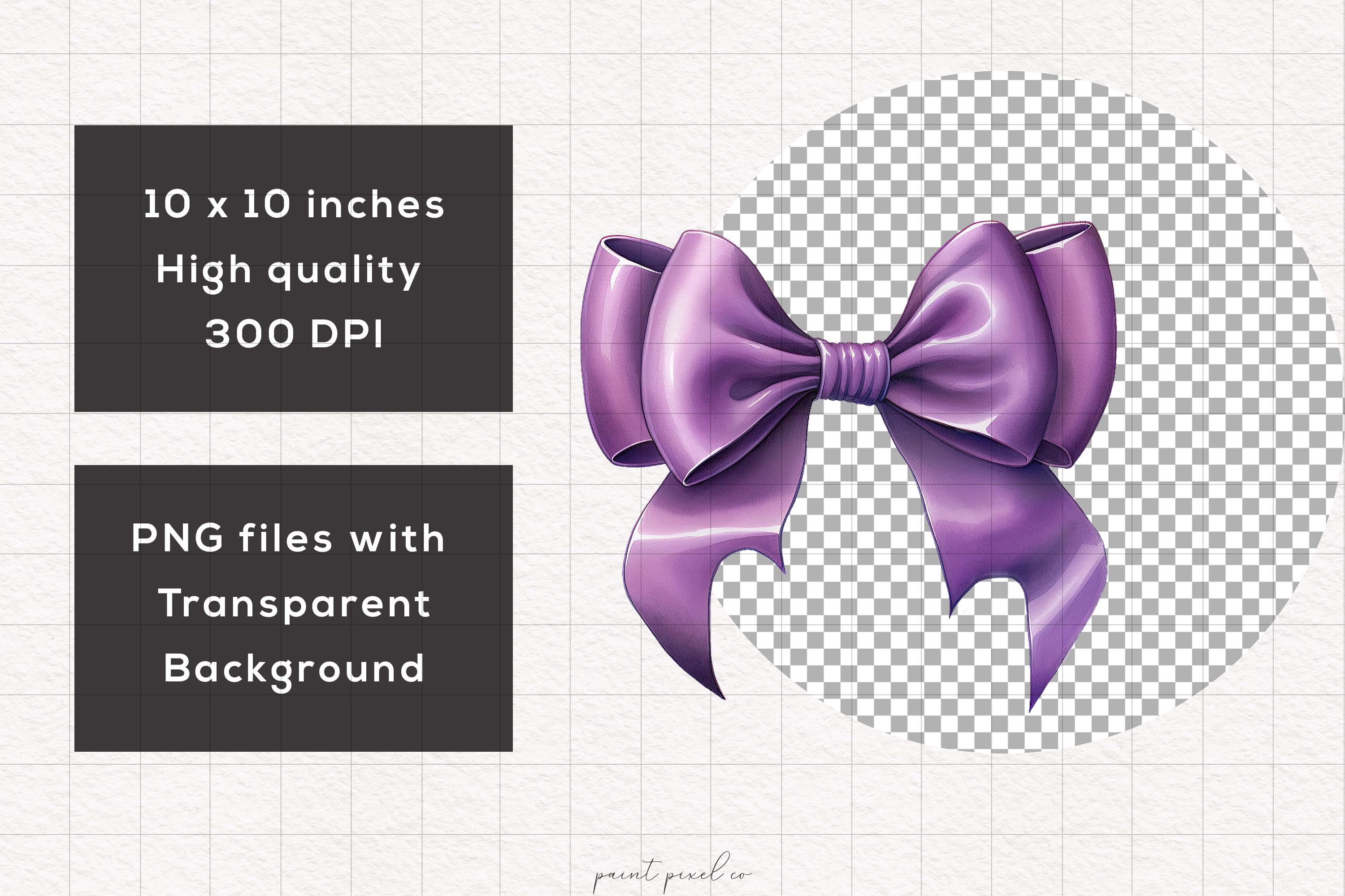 6 Purple Bows Clipart Watercolor Bow Princess Theme PNG Coquette Purple ...