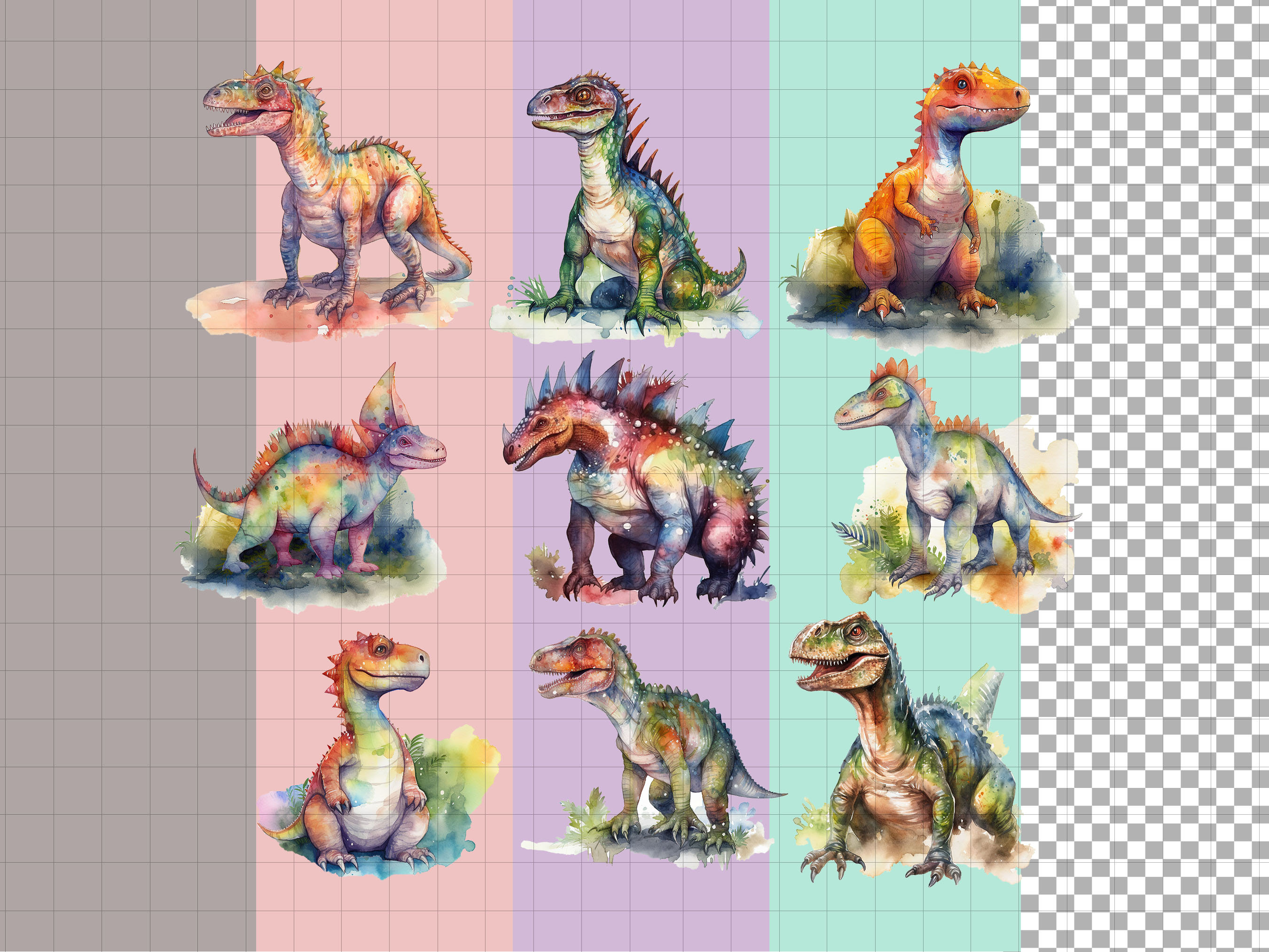 Dinosaur PNG Dino Clipart T-rex Watercolor Dinosaur - Etsy