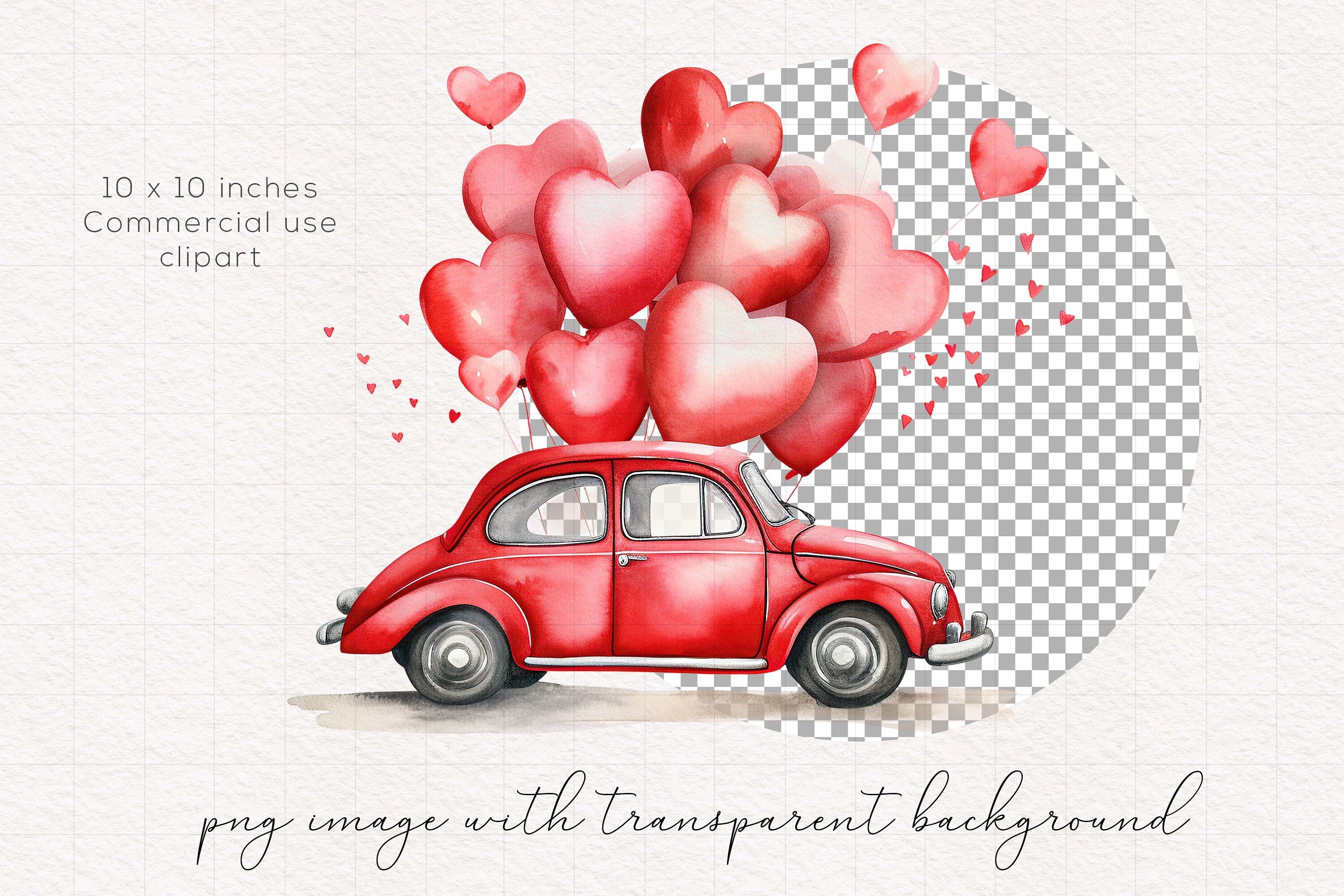 Valentine Car Clipart PNG Hearts Romantic Love Sublimation Transfer ...
