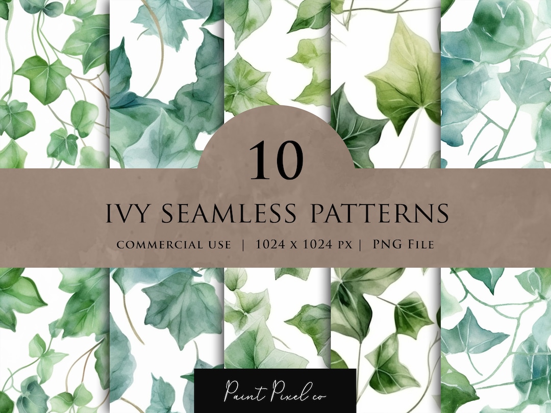 Ivy Leaves Seamless Pattern Repeating Design PNG Fabric Design Textile ...