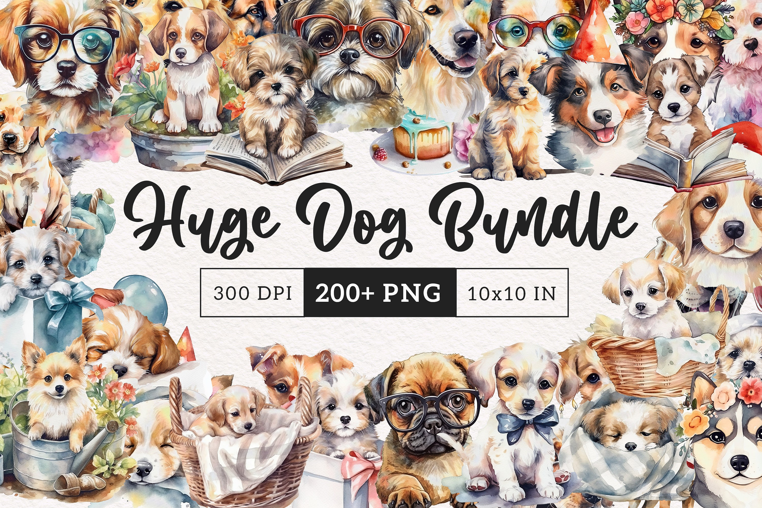 Dog Clipart PNG Bundle Watercolor Pup Clip Art Puppy Pet Nursery ...