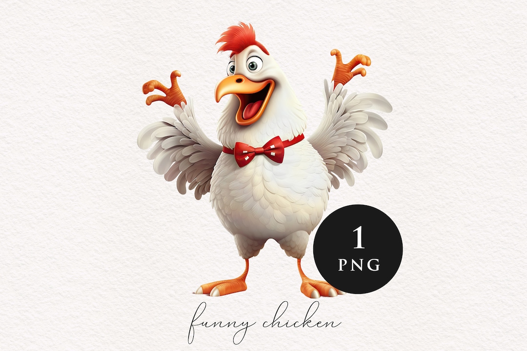 Funny Chicken Clipart PNG Cute Hen Rooster Clip Art Cartoon - Etsy