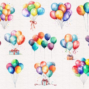 Happy Birthday Clipart PNG Rainbow Party Items Balloons Gift Box ...