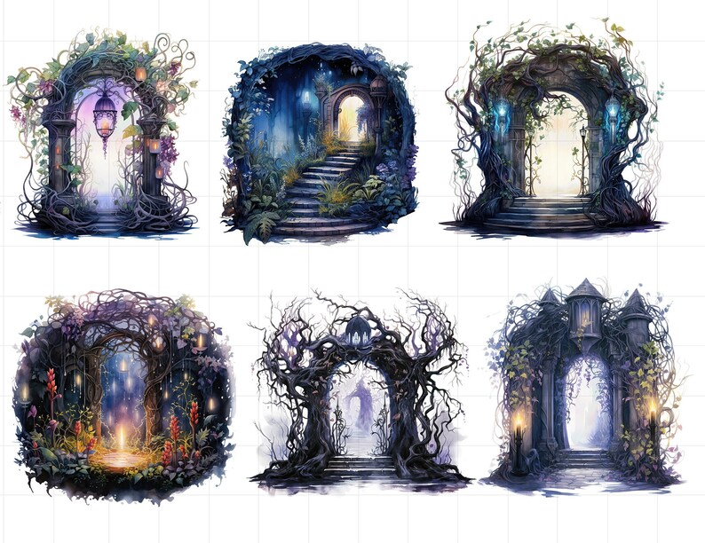 Watercolor Gothic Archway PNG Dark Magic Entrance Horror Enchanted ...