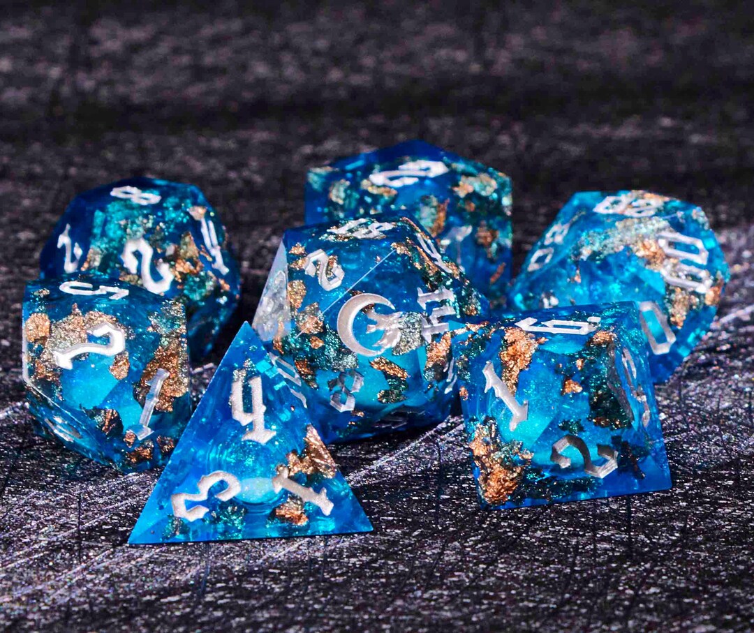 Gothic Klein Blue Liquid Core Dice Set for D&D Gifts, Amazing Dungeons ...