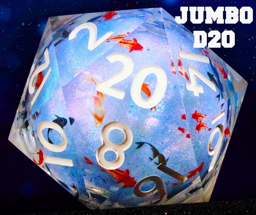 Koi Chonk D20, Black Liquid Core Dice D20 for Dnd Gifts, DND Giant D20 for RPG, Dungeons and ...