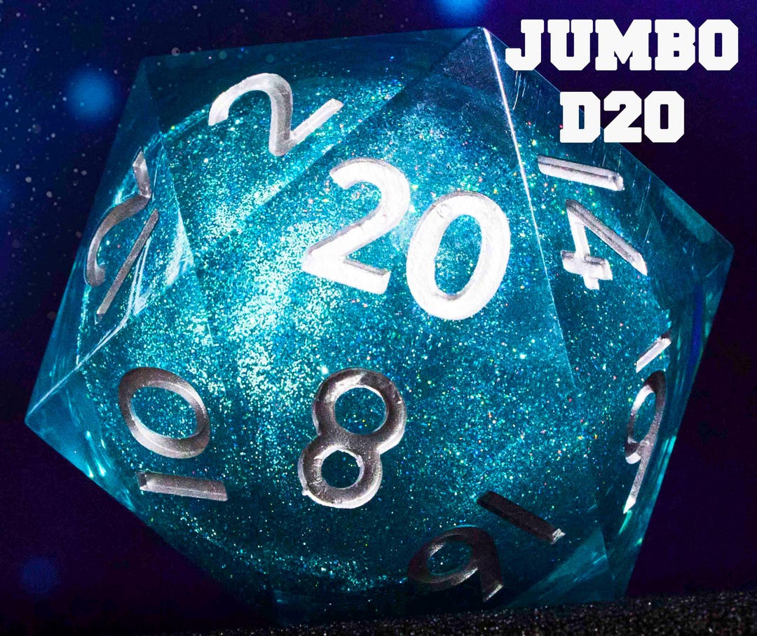 Giant Dnd D20, Jumbo Liquid Core D20 With Glitter, Red Blue D&D D20 Dice, Dungeons and Dragons ...