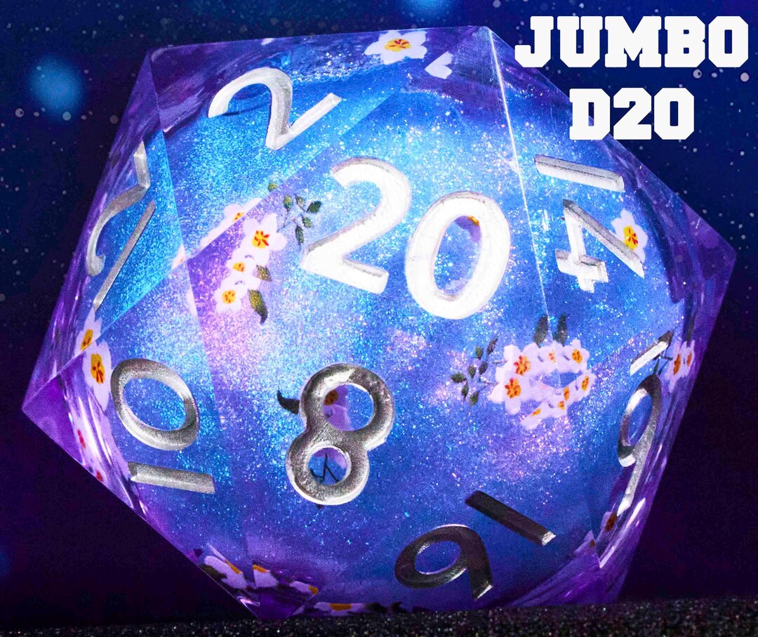 Amazing Chonk DND D20, Blue Lily D&D D20 Dice, Dungeons and Dragons Giant D20 for RPG, Jumbo ...
