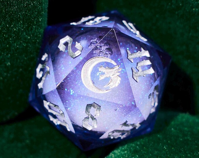 Celestial Hex Liquid Core Large 33mm D20s Translucent Royal Blue and ...