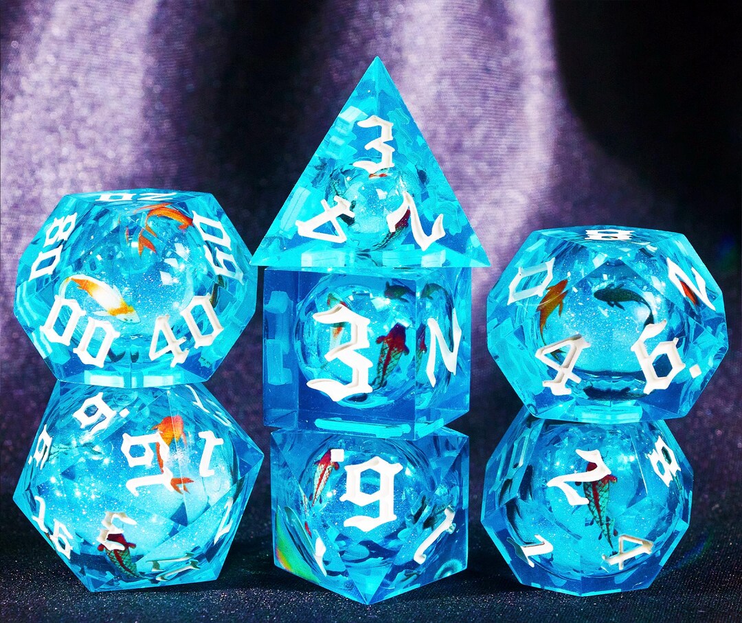 Swimming Fish Liquid Core Dnd Dice Set for Dnd Gifts, Polyhedral Liquid ...
