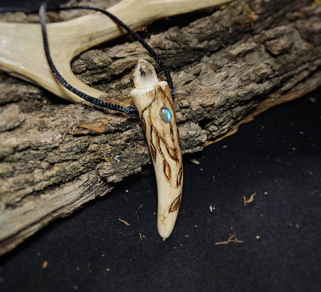 Magical Deer Horn Quartz And Labradorite Necklace Etsy
