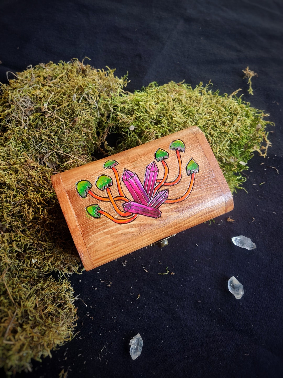 Hand Painted Magic Trunk. With Quartz and Mushrooms. - Etsy