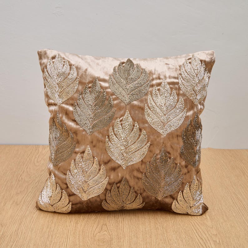 Gold Embroidered Velvet Pillow Cover | Handmade Luxury Cushion - Etsy