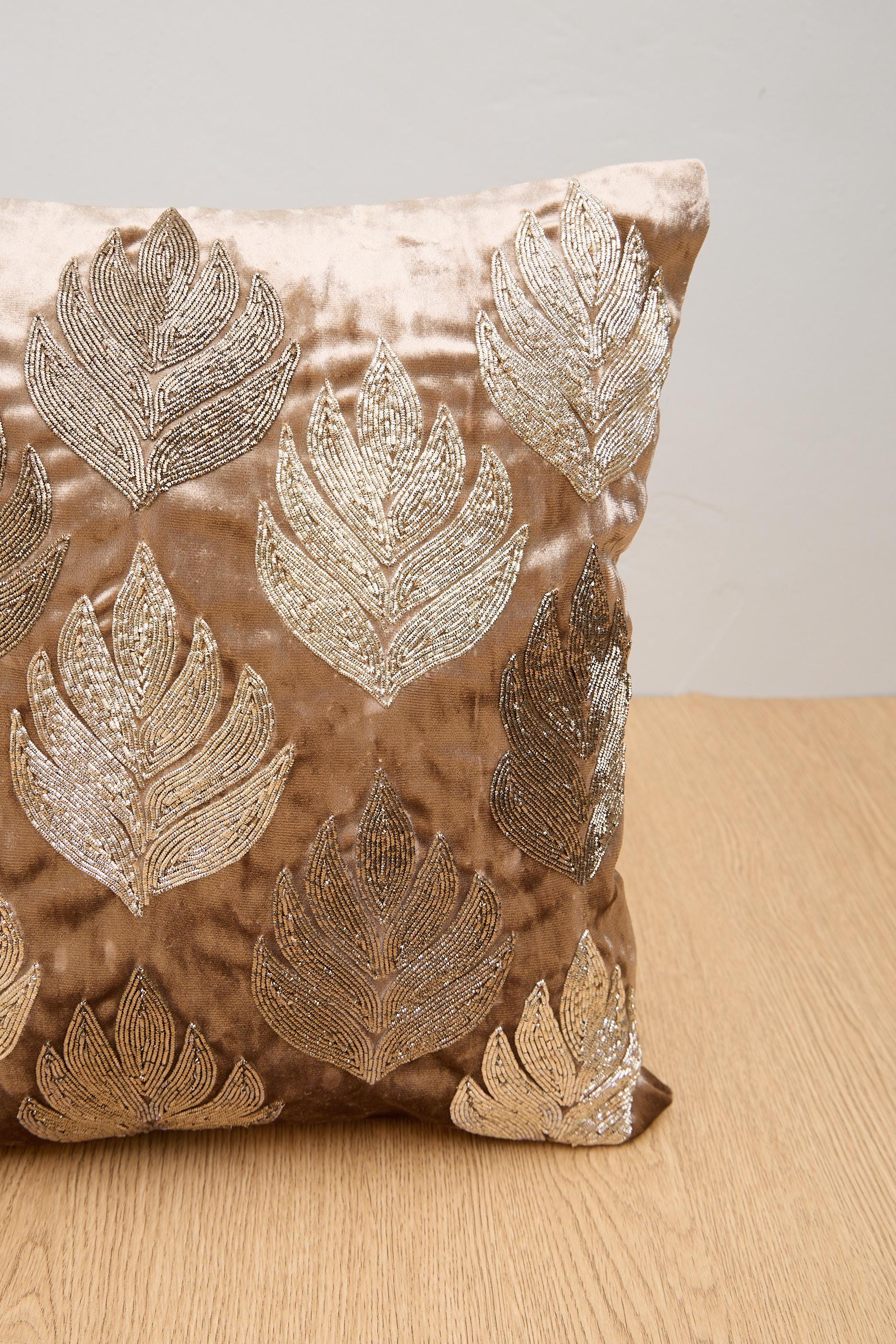 Gold Embroidered Velvet Pillow Cover | Handmade Luxury Cushion - Etsy
