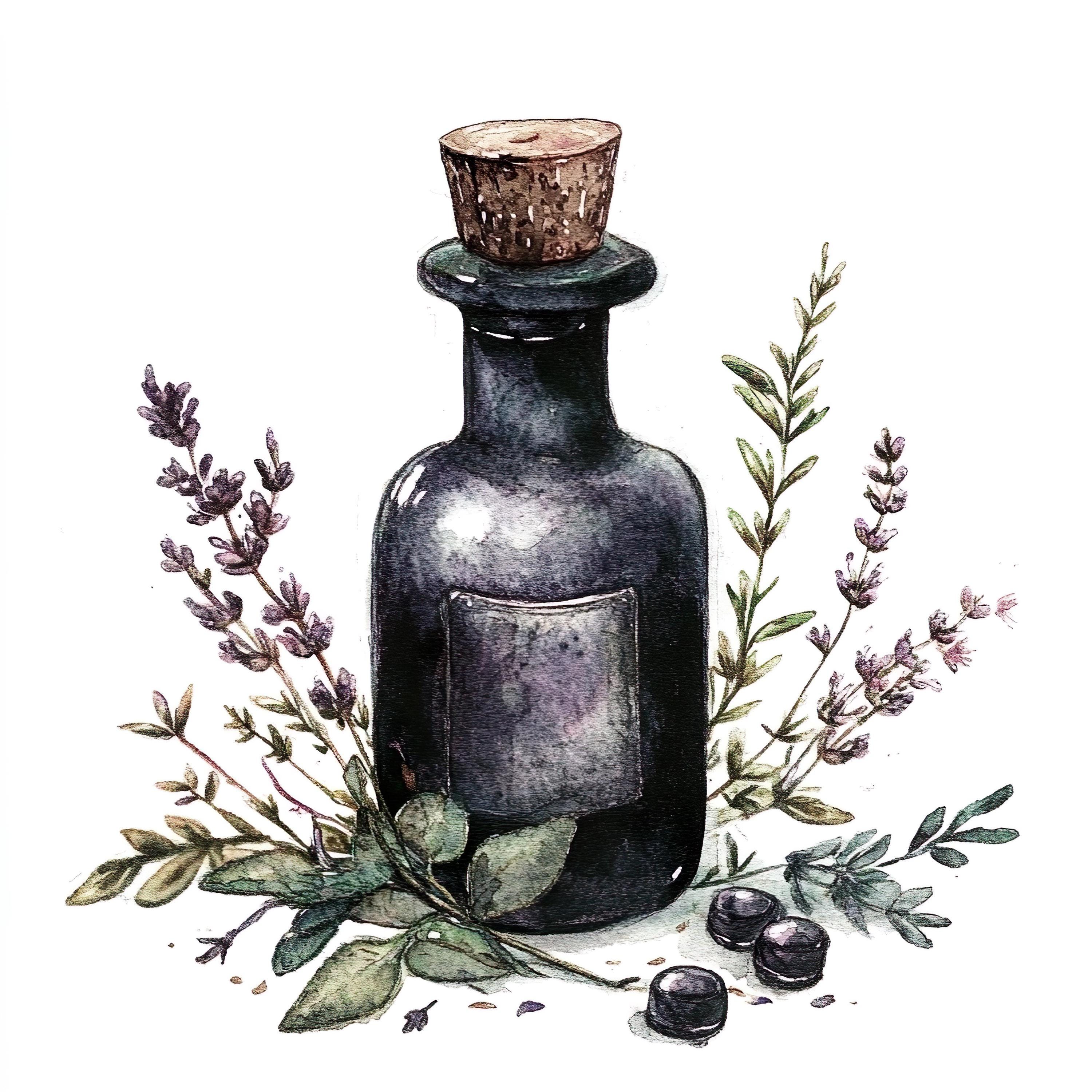 10 Gothic Pharmacy Bottle Clipart Set Digital Watercolor Painting ...