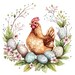 10 Chicken Easter Wreath Clipart Set Digital Watercolor Painting Farm ...