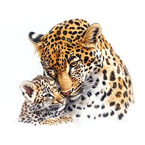 10 Leopard Mother With Her Baby Clipart Set Wild Safari Animal Family ...