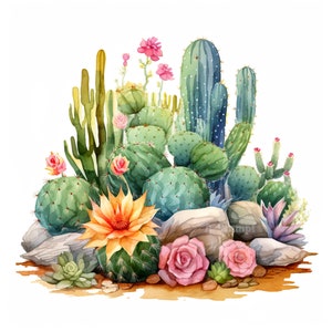 Cactus Clipart Set Printable Plant Art Botanical Clip Art Watercolor ...