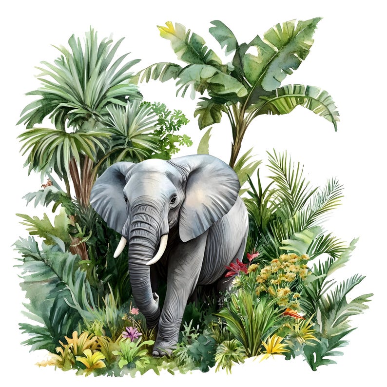 10 Elephant Clipart Set Digital Watercolor Painting African Safari ...
