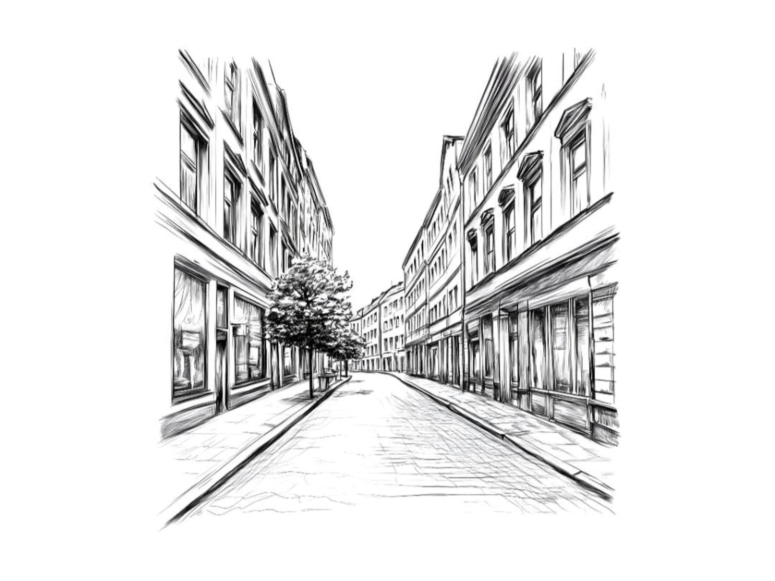 10 Cityscape Street View Clipart Set Digital Black and White Sketch ...