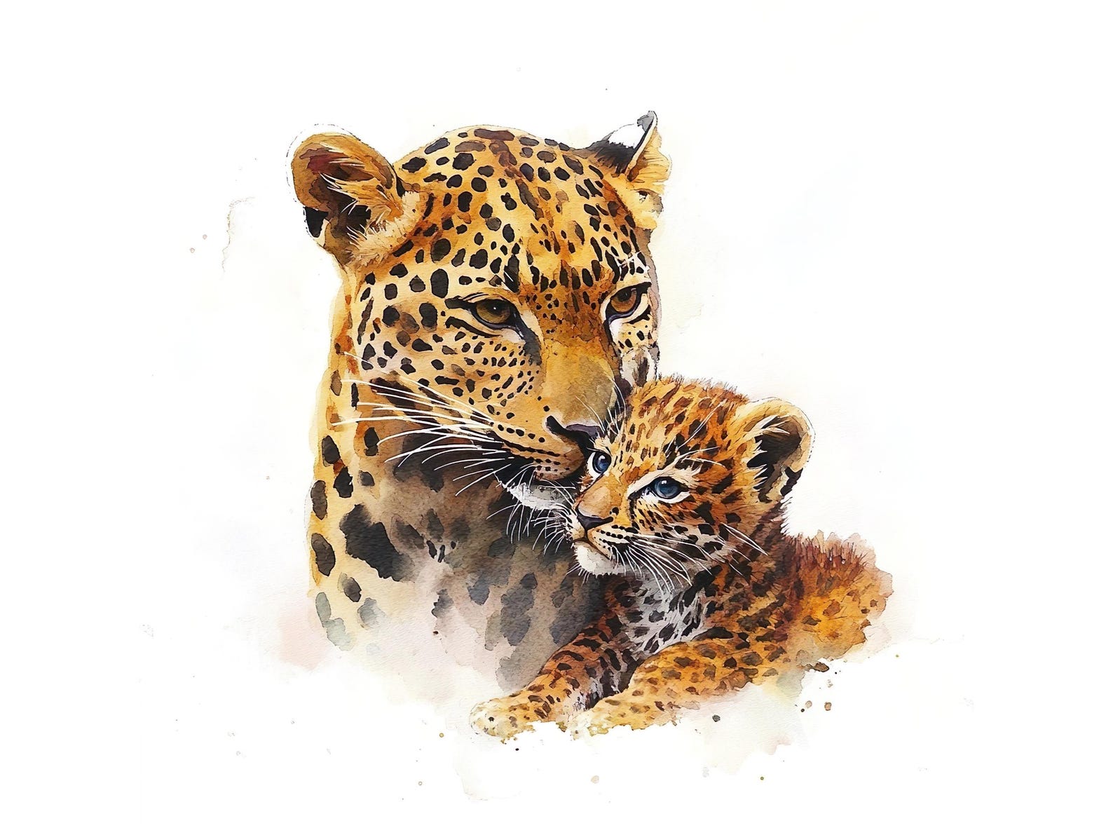 10 Leopard Mother With Her Baby Clipart Set Wild Safari Animal Family ...