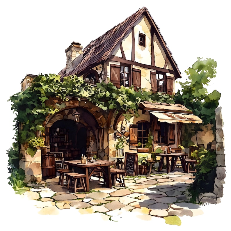 10 Medieval Tavern Clipart Set Rustic Decor Digital Watercolor Painting ...
