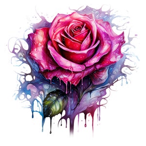 10 Poisoned Rose Clipart Set Digital Watercolor Vintage Painting Dark ...